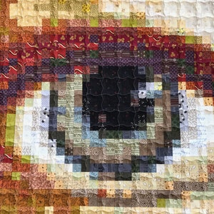 Pixel Art Quilt Quilted Wall Hanging Fine Art Quilt Vintage Eye ...