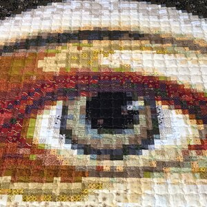 Pixel Art Quilt Quilted Wall Hanging Fine Art Quilt Vintage Eye ...