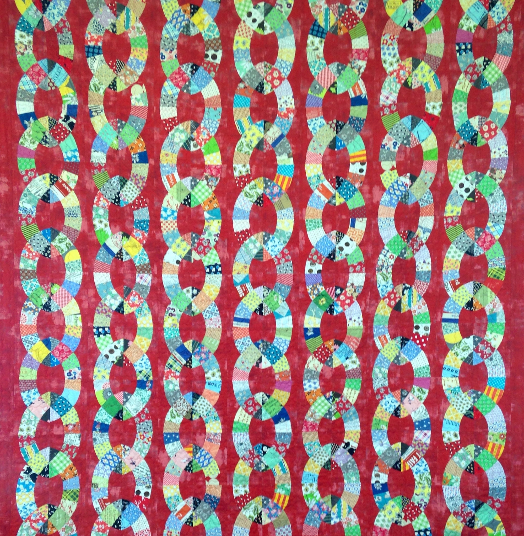 Queen Size Quilt Chain Link Pattern Vintage Look Feed Sack | Etsy