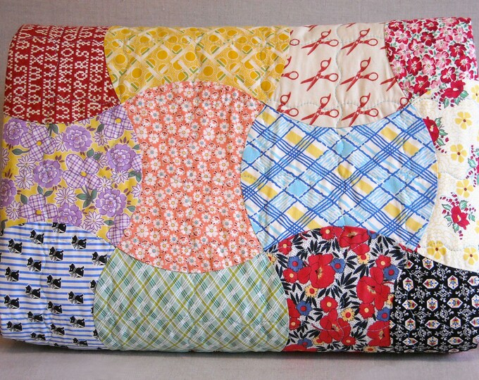 Patchwork Twin Size Quilt - Full Size Quilt - Apple Core - Vintage Look ...