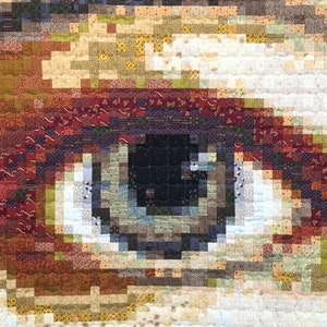 Pixel Art Quilt Quilted Wall Hanging Fine Art Quilt Vintage Eye ...