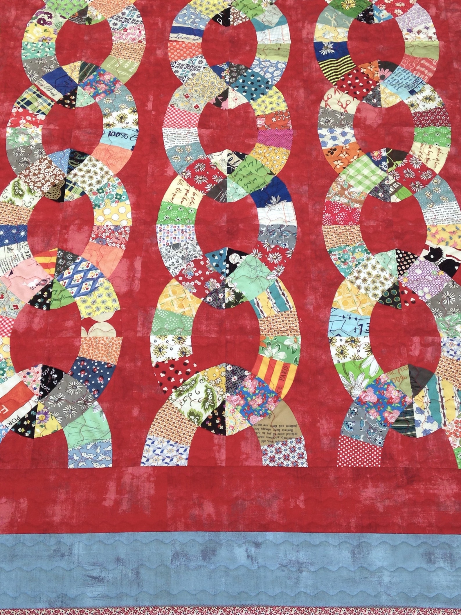 Queen Size Quilt Chain Link Pattern Vintage Look Feed Sack - Etsy