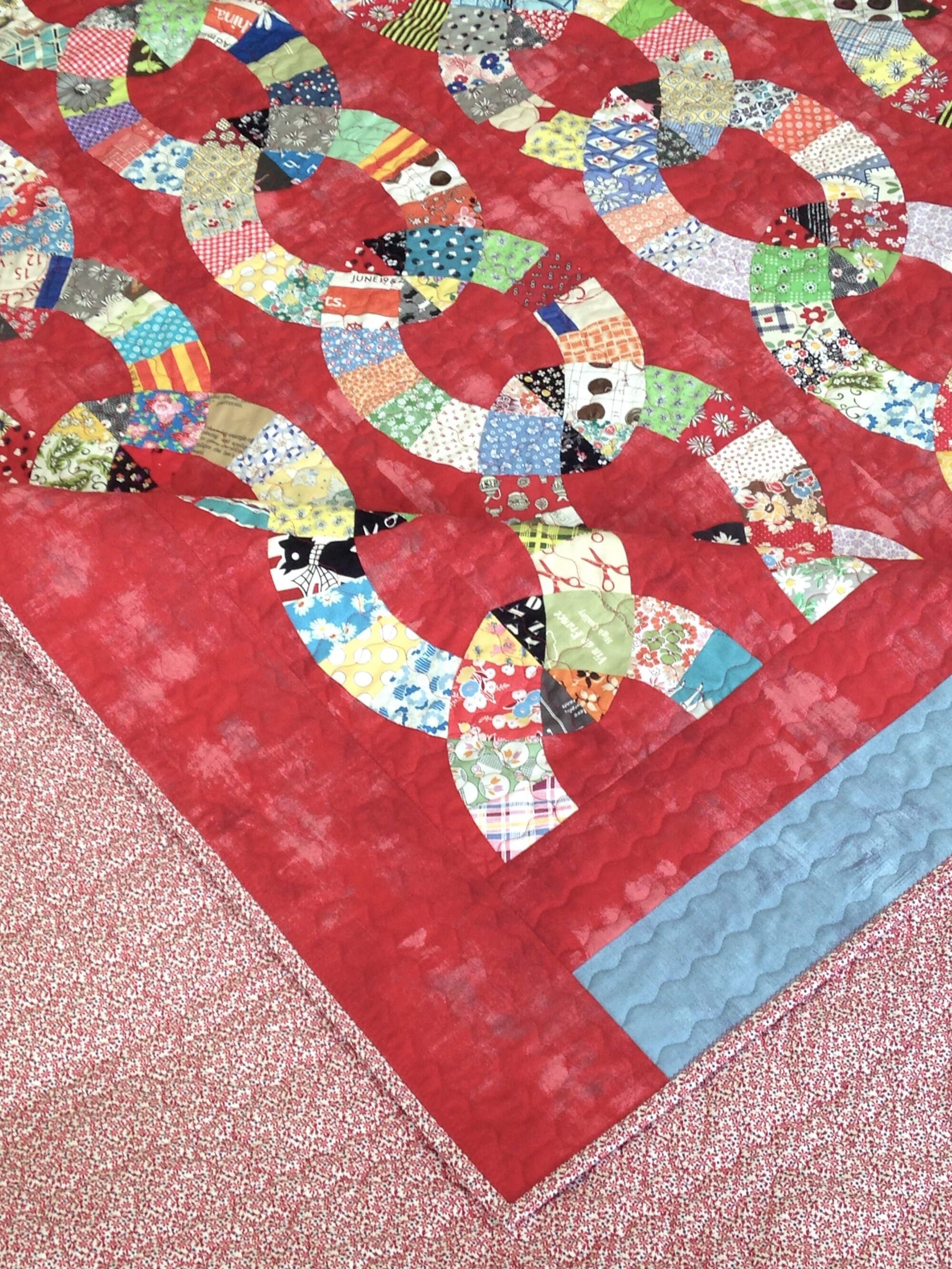 Queen Size Quilt Chain Link Pattern Vintage Look Feed Sack | Etsy