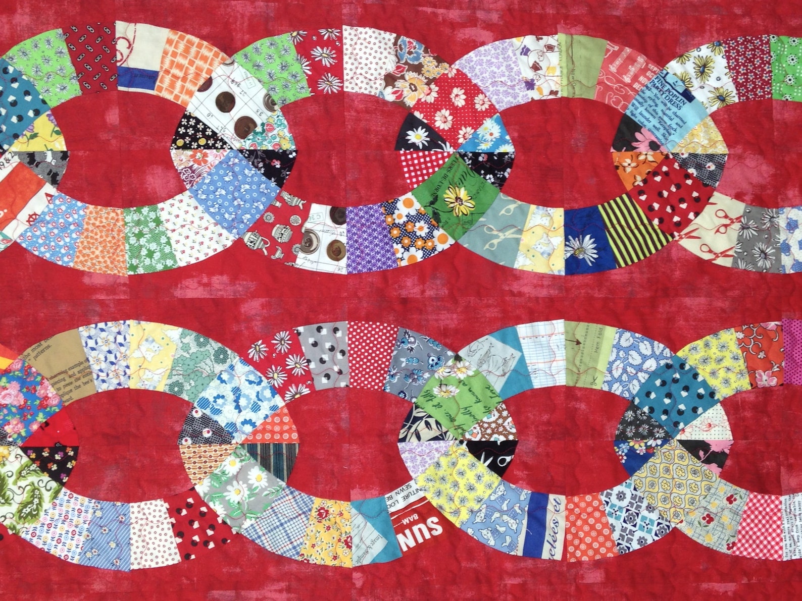 Queen Size Quilt Chain Link Pattern Vintage Look Feed Sack | Etsy