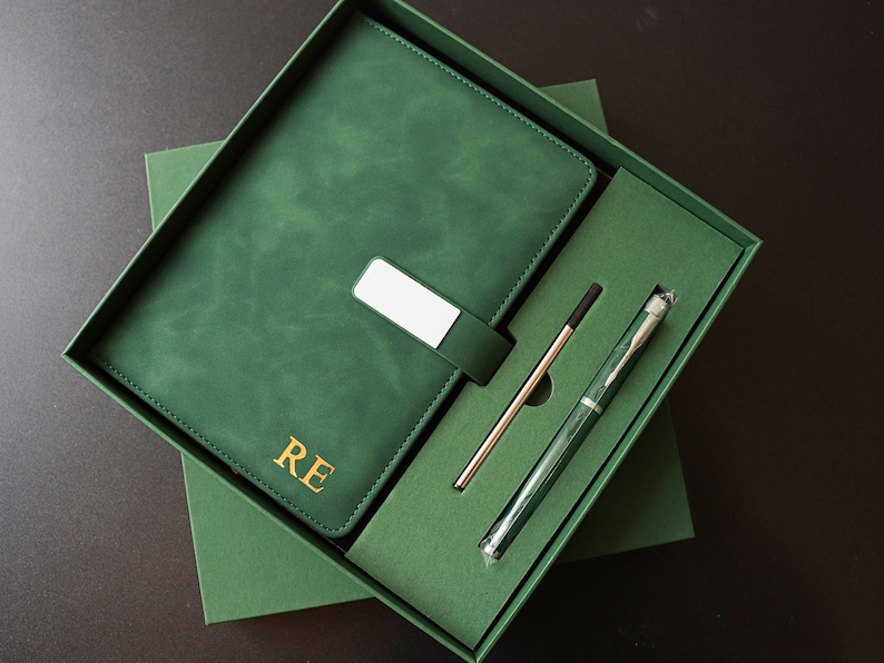 Custom Initials Notebook With Pen,personalized A5 Vegan Leather ...