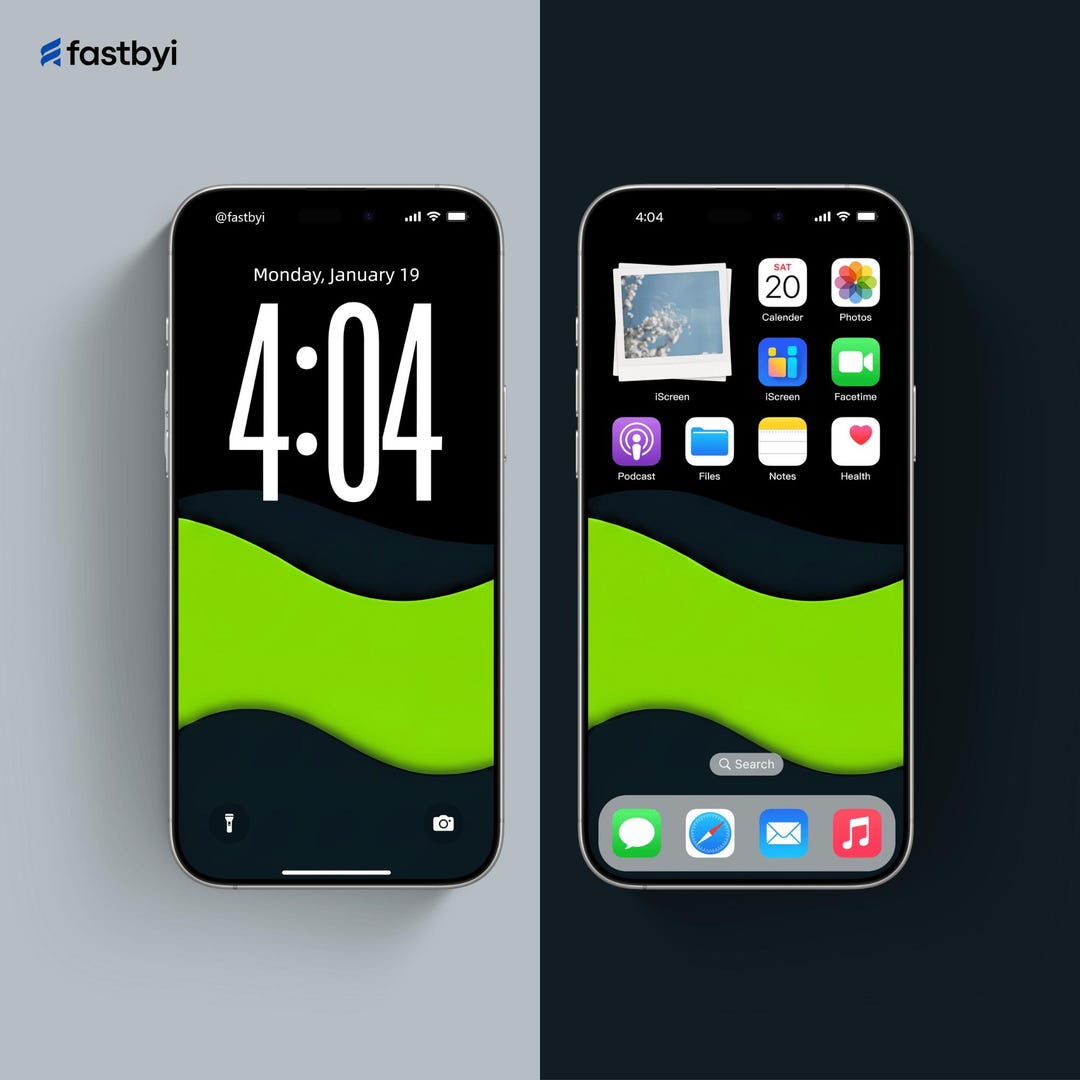 Green Wave iPhone Wallpaper | Minimal Abstract Lock Screen | Modern ...