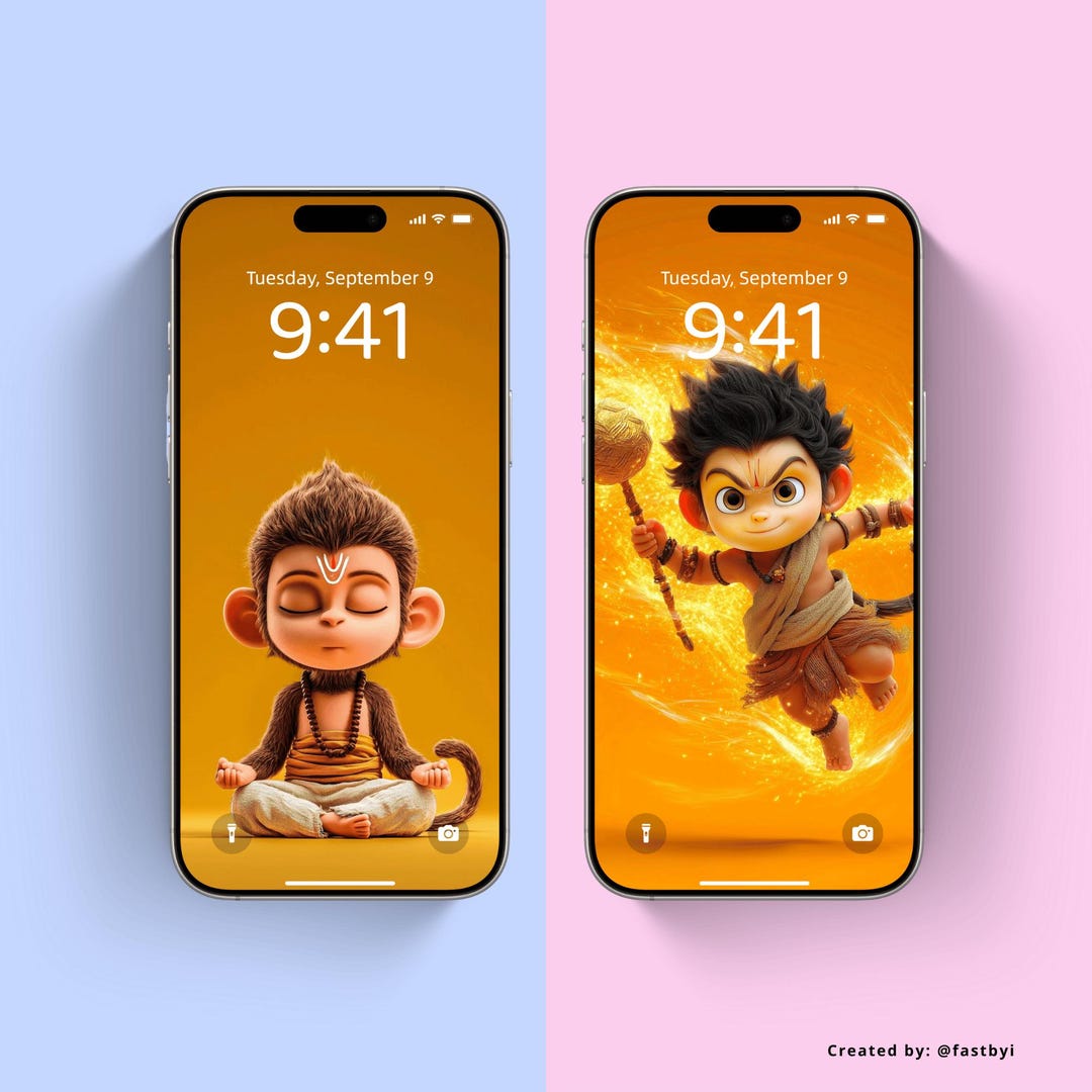 Adorable Baby Hanuman Digital Wallpaper Set | 8 Cute Hindu God PNG ...