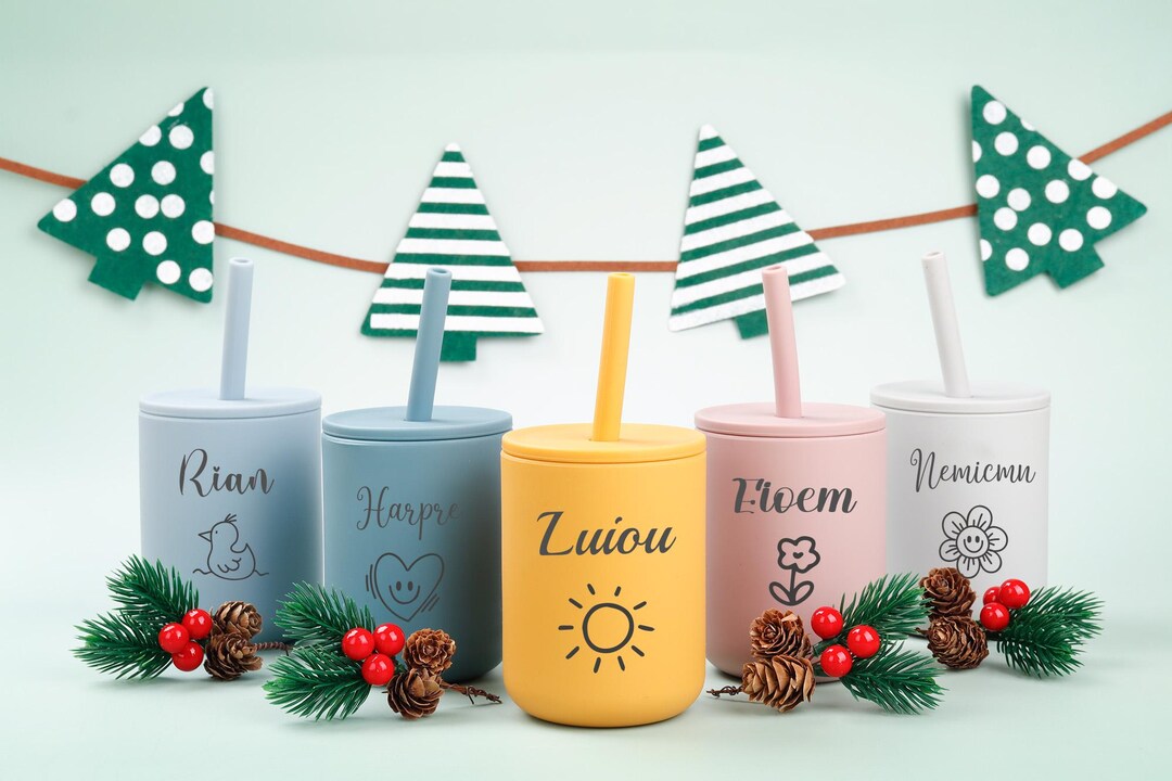 Silicone Cup Personalized, Custom Silicone Cup With Straw, Engraved ...