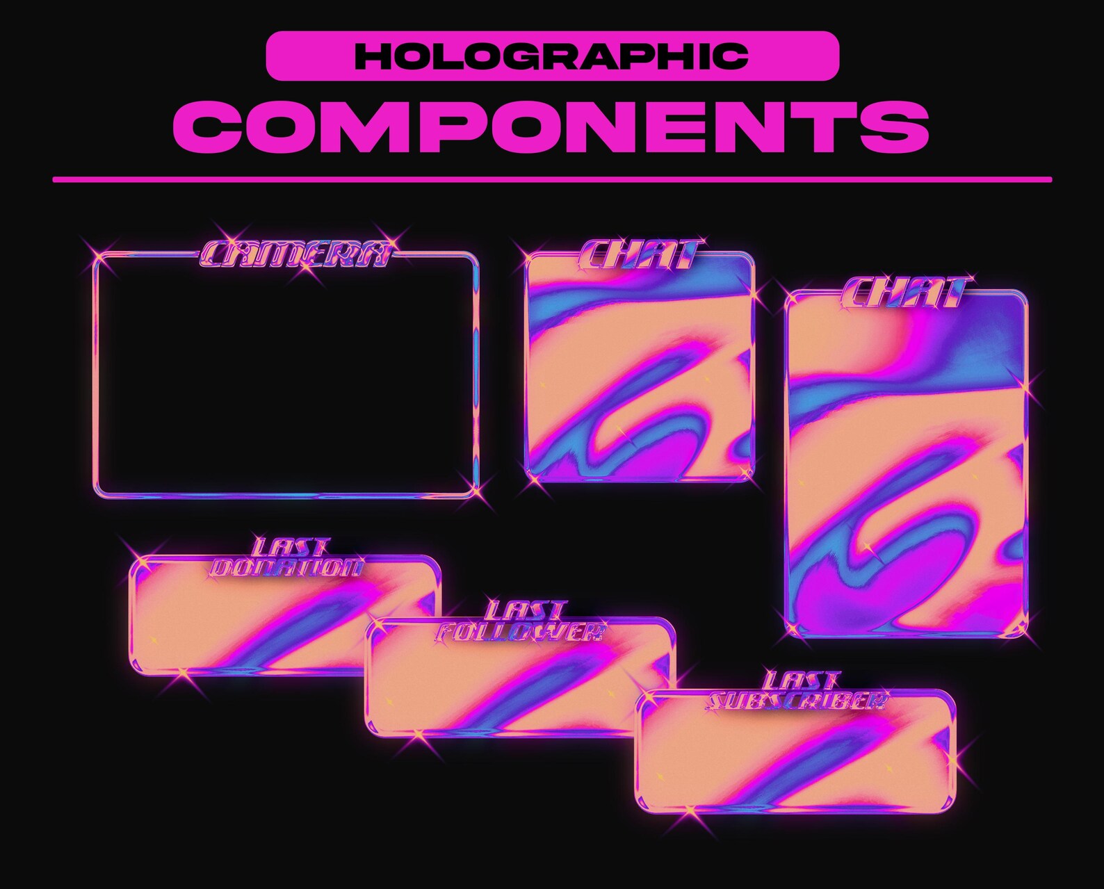 Holographic | Stream Pack, Stream Overlay, Webcam Overlay, Twitch Alert ...