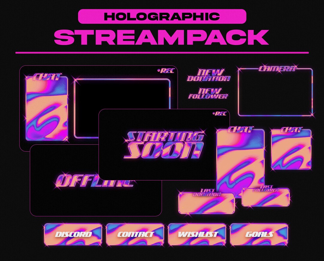 Holographic | Stream Pack, Stream Overlay, Webcam Overlay, Twitch Alert ...