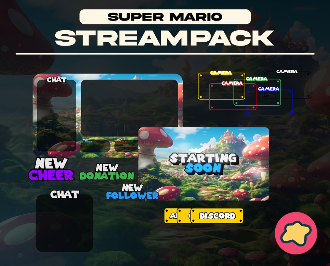 Super Mario | Stream Pack, Stream Overlay, Webcam Overlay, Twitch Alert ...