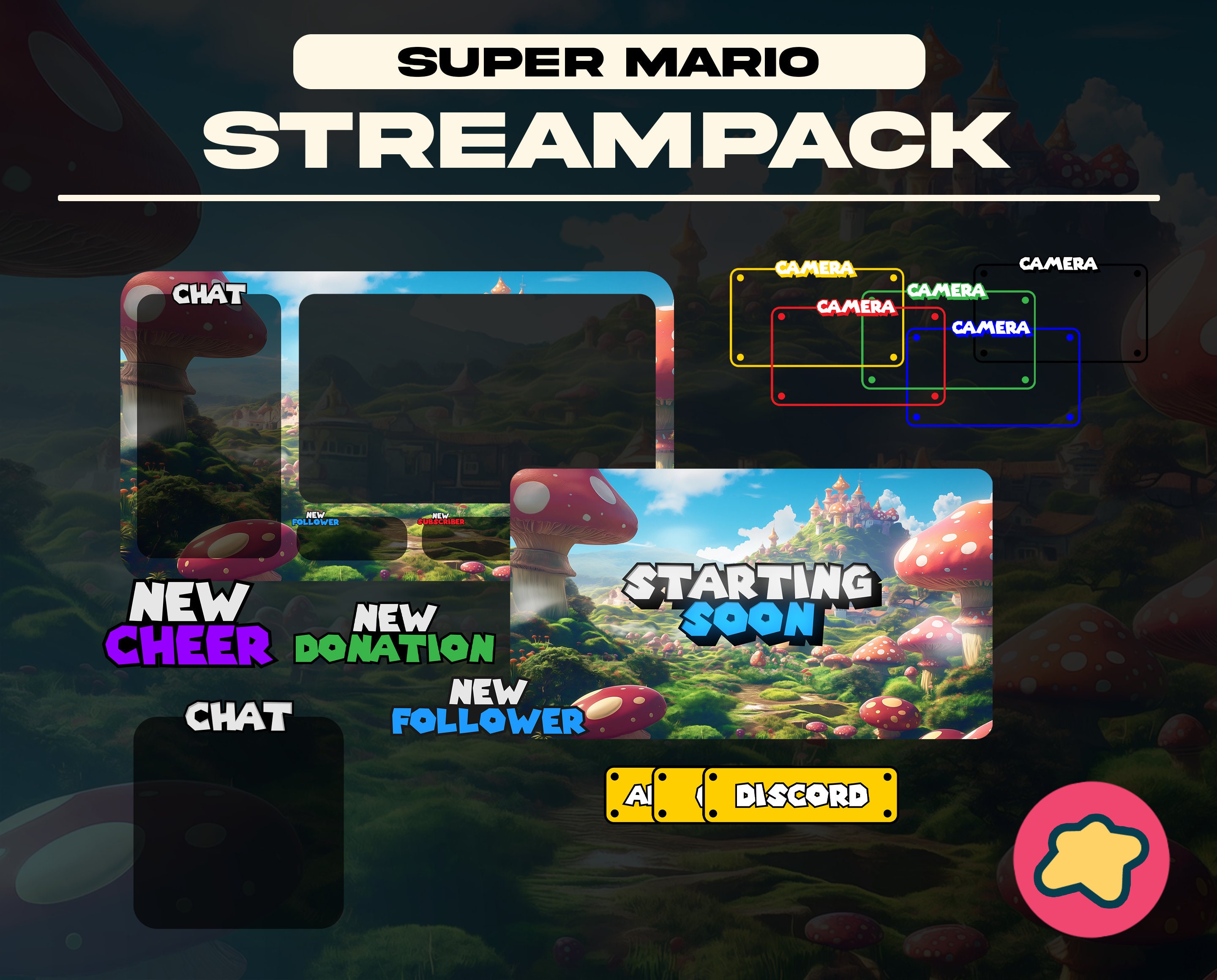 Super Mario | Stream Pack, Stream Overlay, Webcam Overlay, Twitch Alert ...