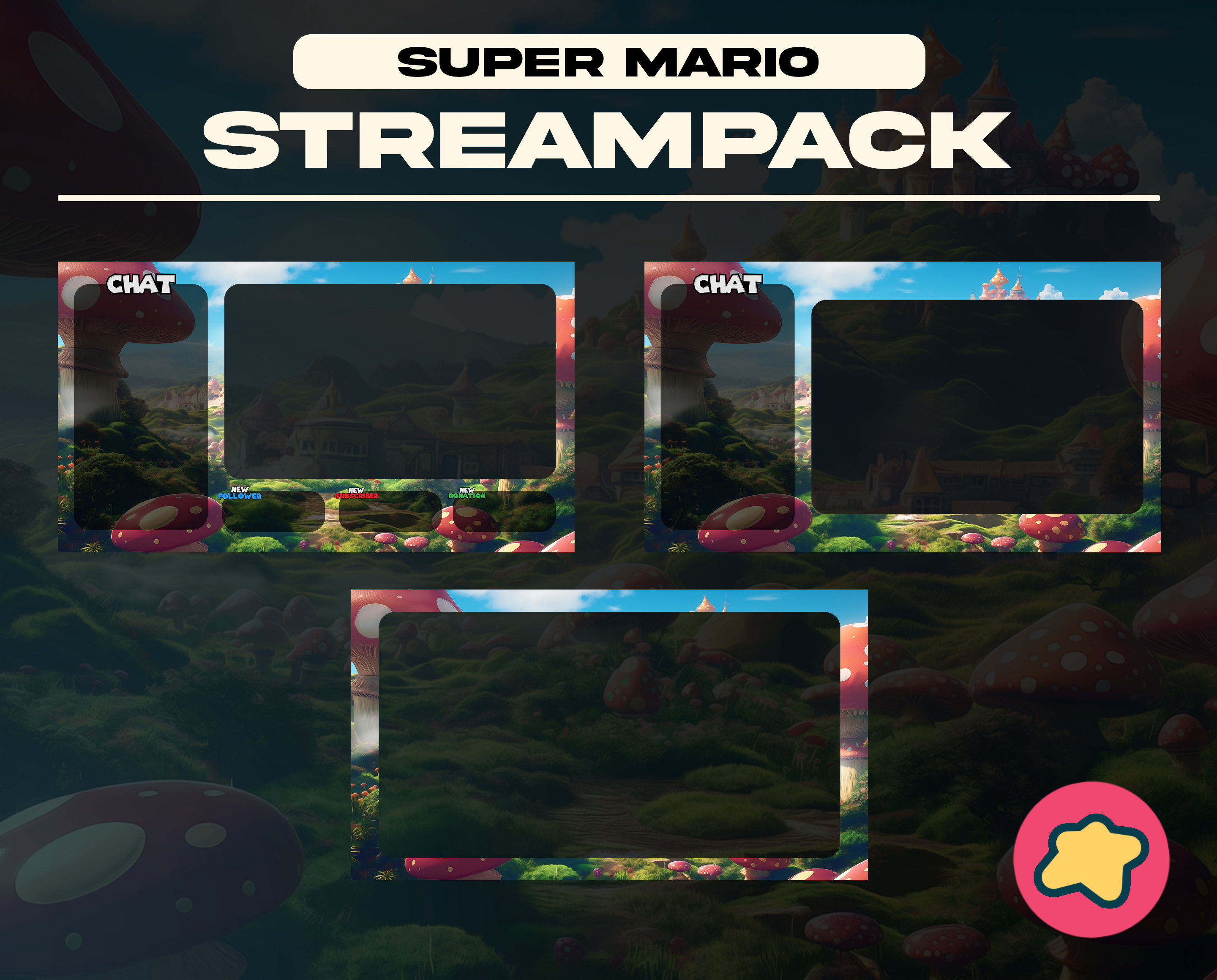Super Mario | Stream Pack, Stream Overlay, Webcam Overlay, Twitch Alert ...