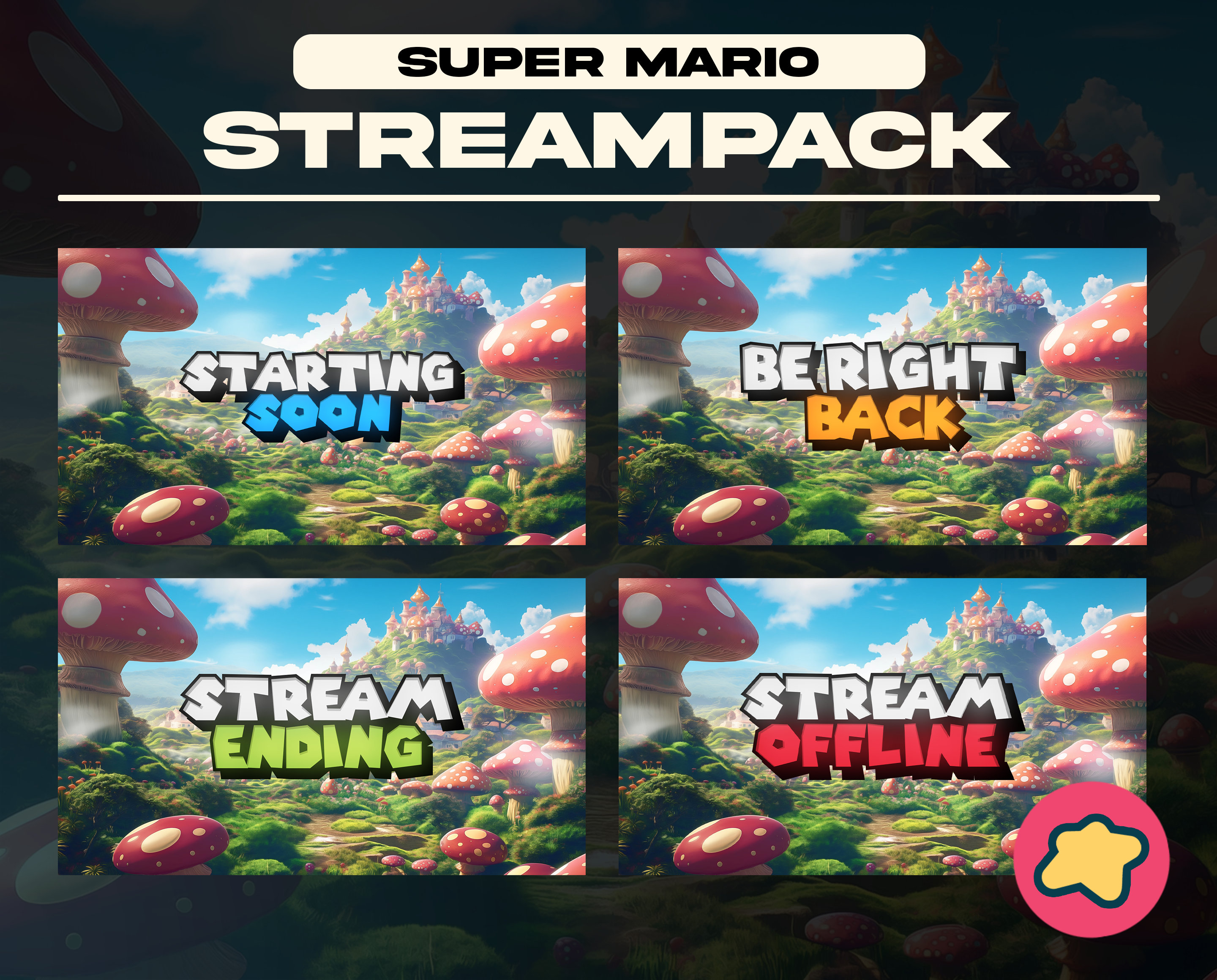 Super Mario | Stream Pack, Stream Overlay, Webcam Overlay, Twitch Alert ...