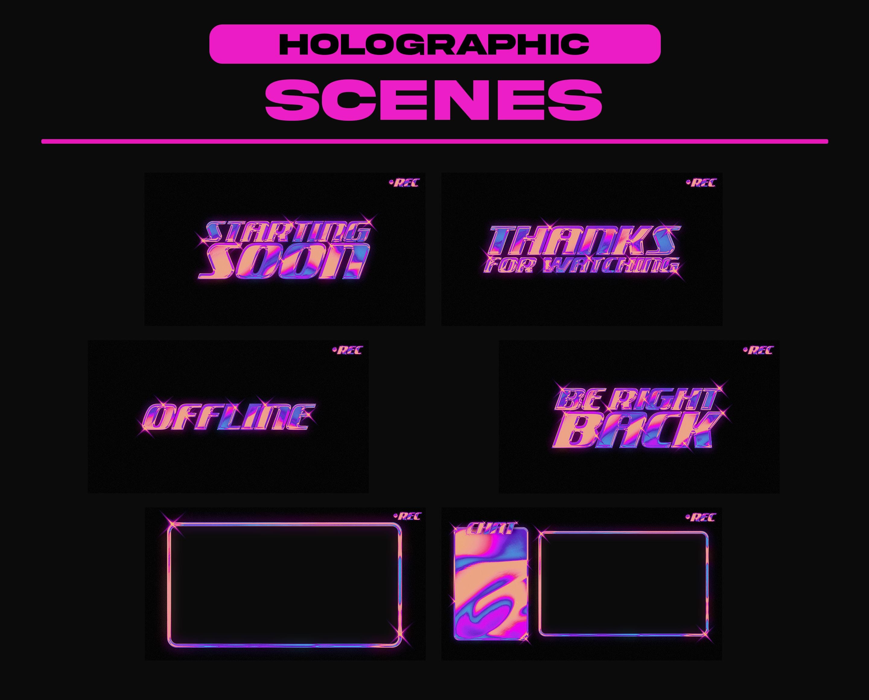 Holographic | Stream Pack, Stream Overlay, Webcam Overlay, Twitch Alert ...