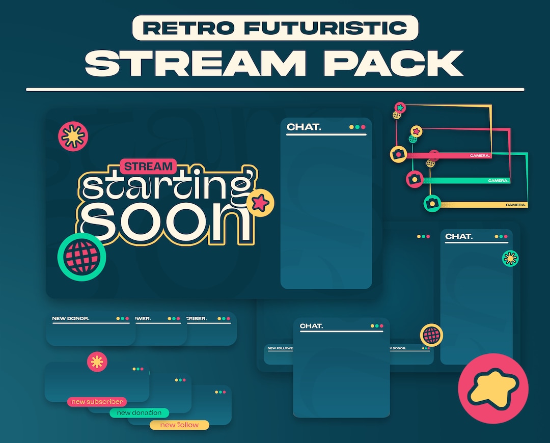 Retro Futuristic | Stream Pack, Stream Overlay, Webcam Overlay, Twitch ...