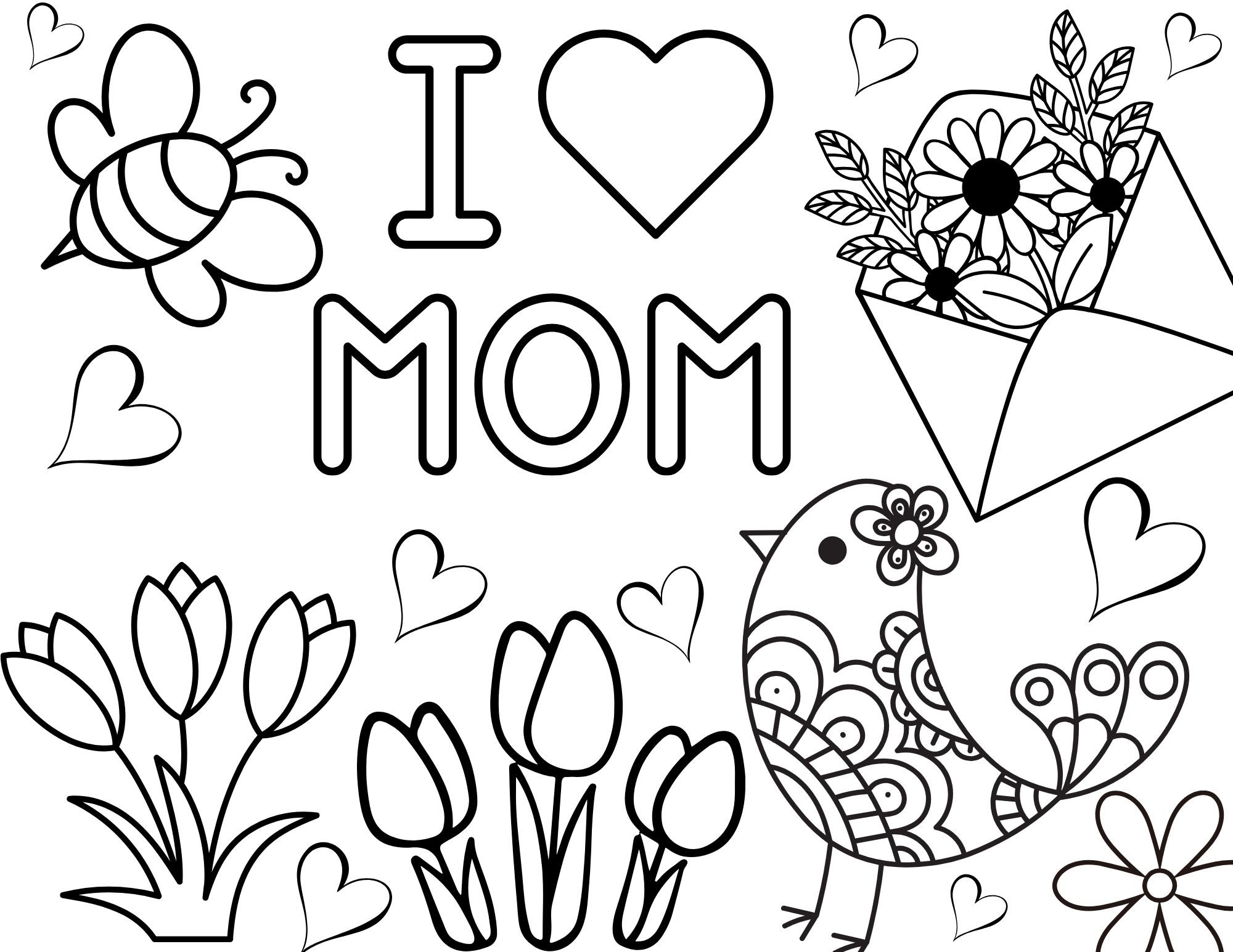 9 Children's Coloring Pages for Mom - Etsy