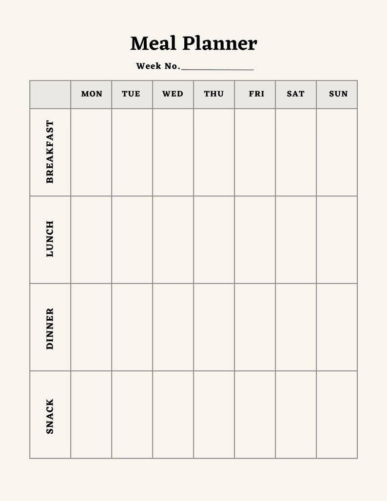Meal Planner Etsy