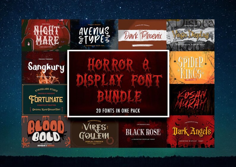 Horror & Display Font Bundle - Urban Font, Blackletter Font, Vintage ...