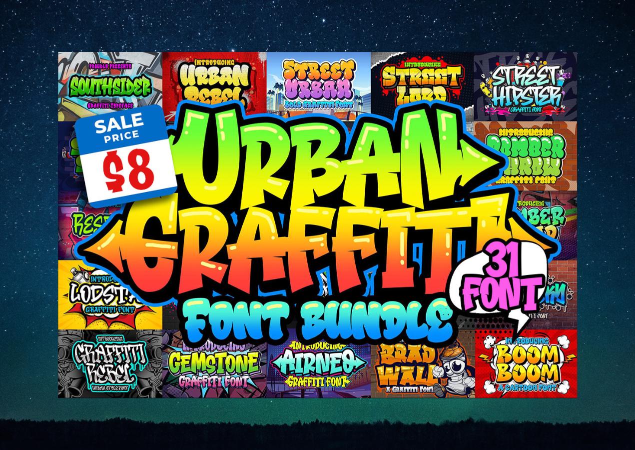 Urban Graffiti Font Bundle - Font Bundle, Urban Font Bundles, Best ...