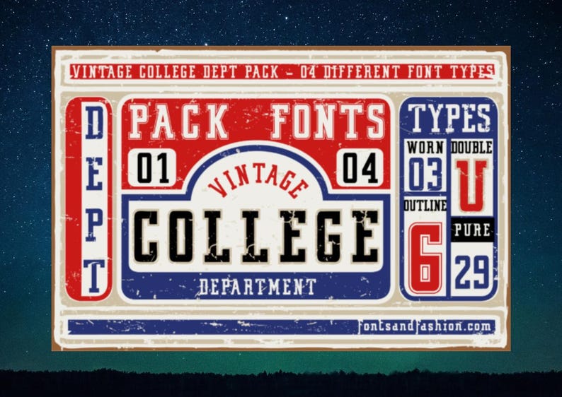 Vintage College Font - Sans Serif Font, Font Download, Basic Font ...