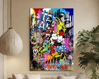 Banksy Mickey and Minnie Mouse Graffiti Pop Art Canvas, Banksy Style ...