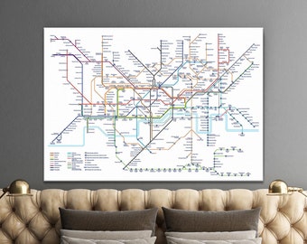 London Underground Tube Map With New Elizabeth Line Art Wall Art Print ...