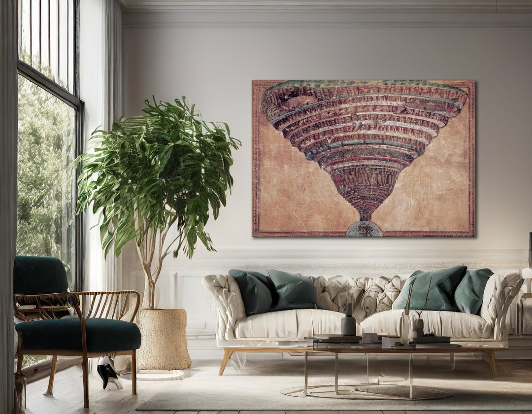 Map of Hell Wall Art, Divine Comedy Art, Huge Canvas Home Decor, Sandro ...