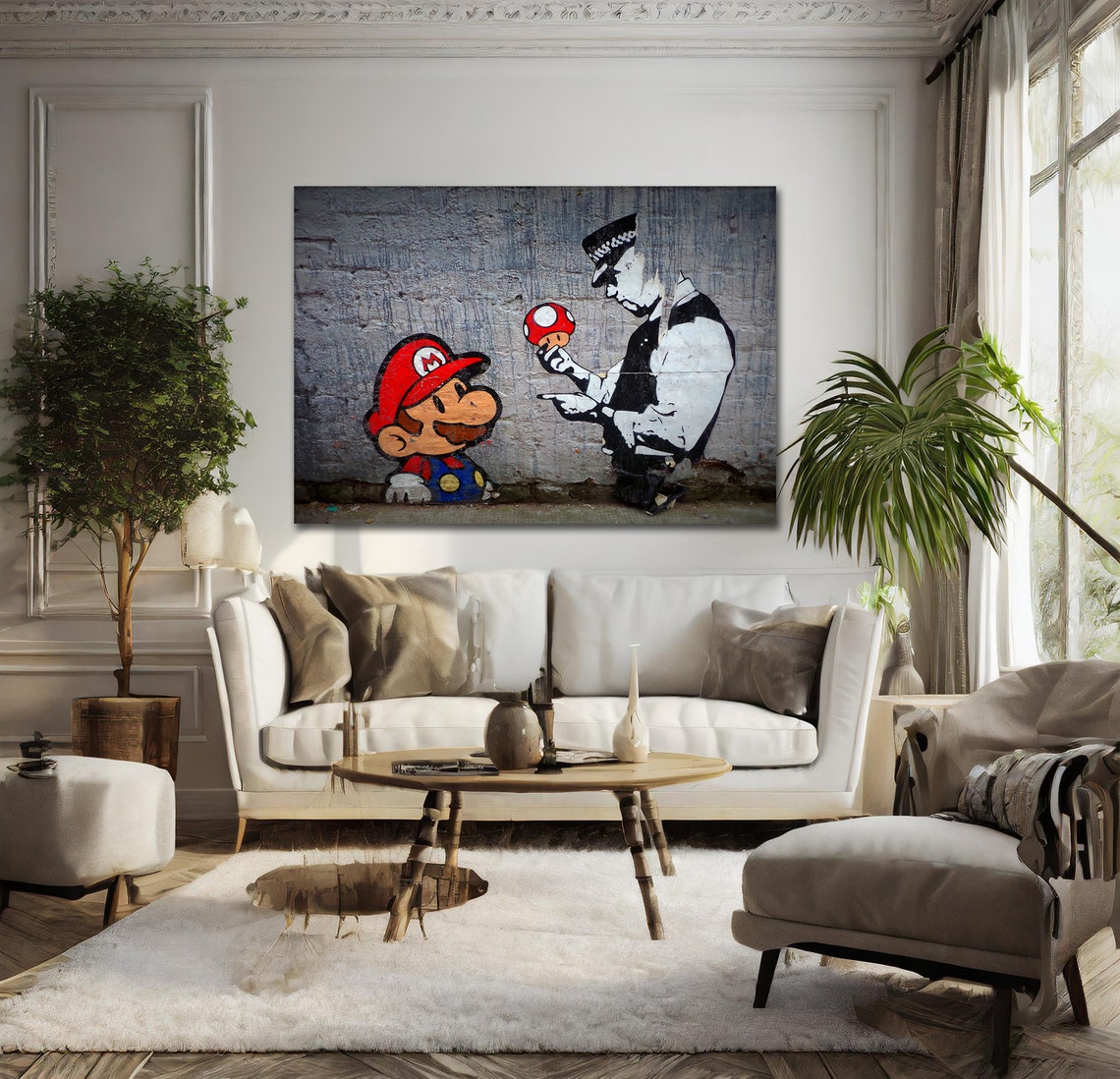 Banksy Mario Canvas Wall Art Banksy Canvas Banksy Super Mario Large Pop ...