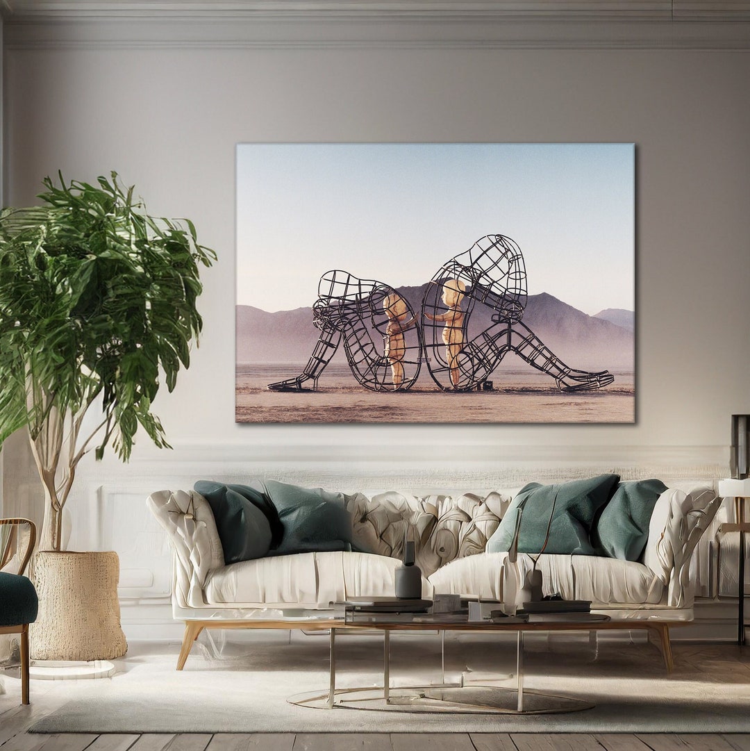 Two People Turning Their Backs on Each Other at Burning Man Framed ...