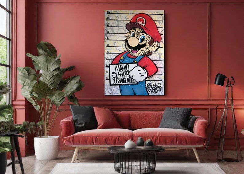 Banksy Guilty Mario Graffiti Pop Art Leinwand, Banksy Style Pop Art ...