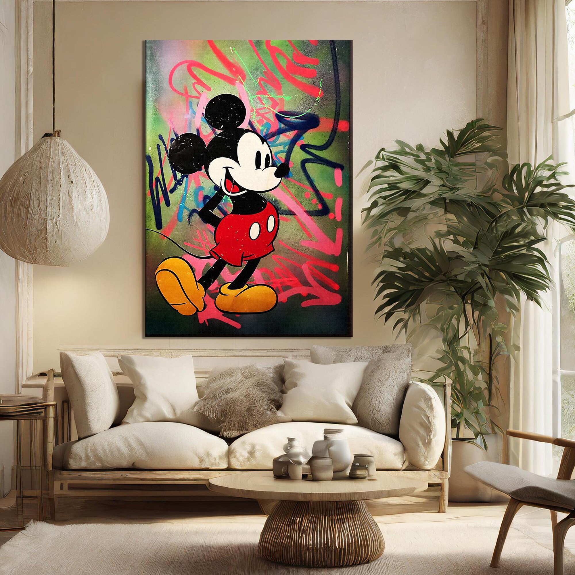 Banksy Mickey Mouse Cartoon Pop Art Canvas, Mickey Poster, Banksy Art ...