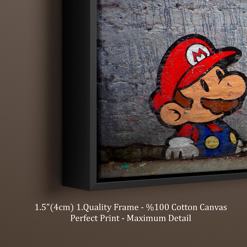 Banksy Mario Canvas Wall Art Banksy Canvas Banksy Super Mario Large Pop ...