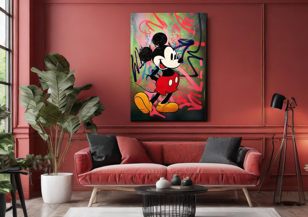 Banksy Mickey Mouse Cartoon Pop Art Canvas, Mickey Poster, Banksy Art ...