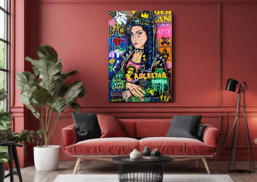 Banksy Amy Winehouse Graffiti Pop Art Canvas, Banksy Style Pop Art, Amy ...