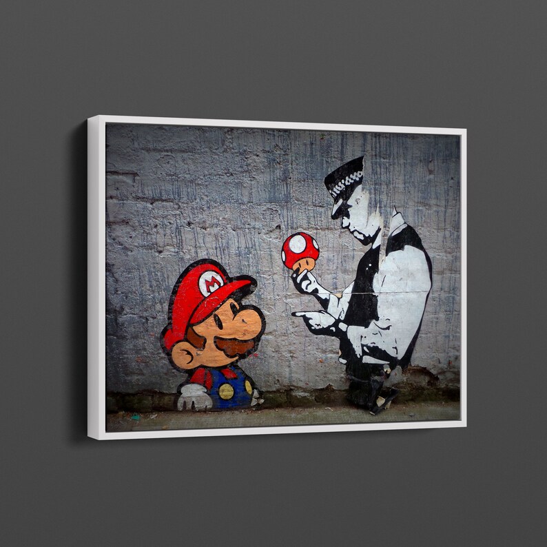 Banksy Mario Canvas Wall Art Banksy Canvas Banksy Super Mario Large Pop ...