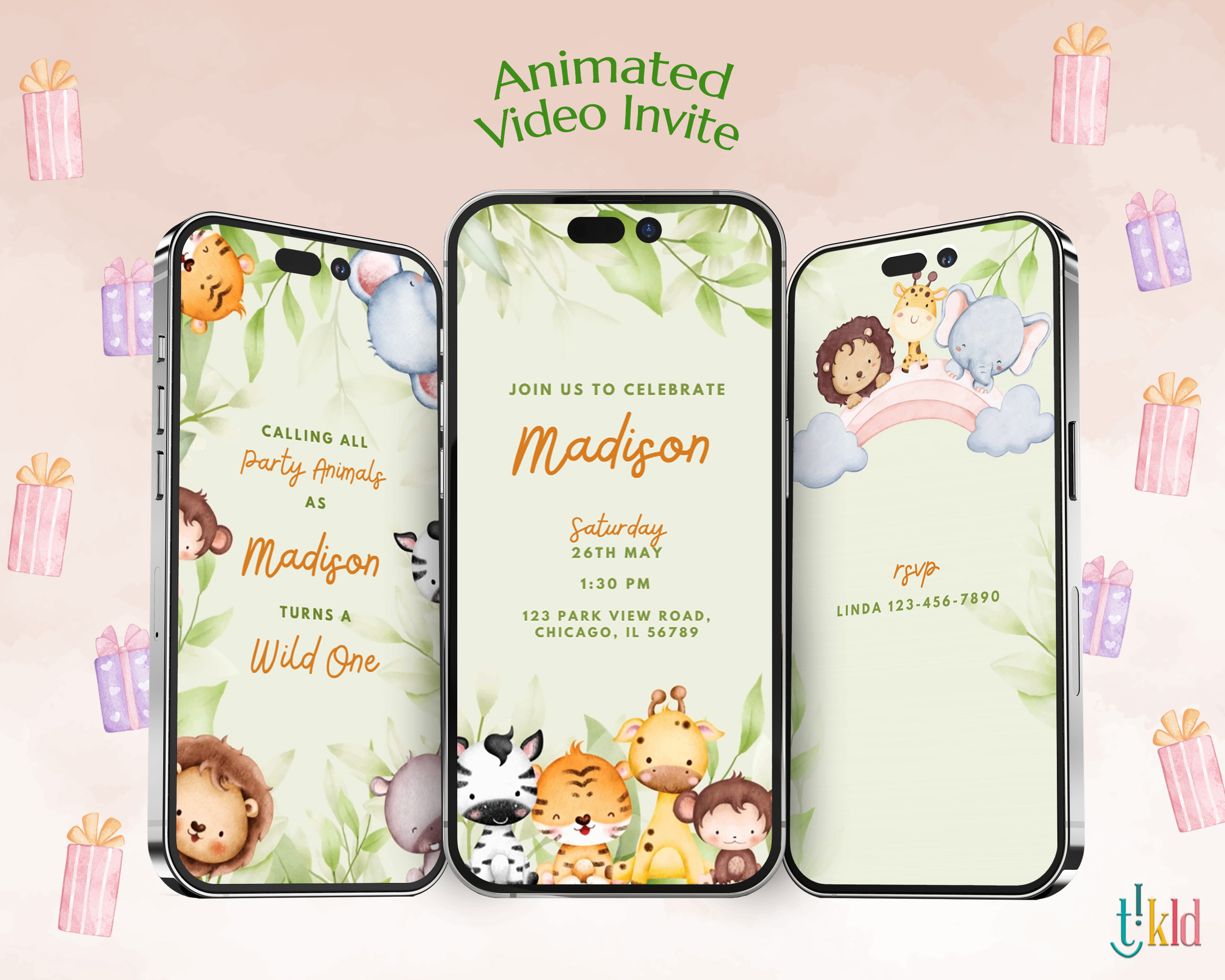 Jungle Safari Birthday Digital Invitation, Wild One Birthday Evite ...