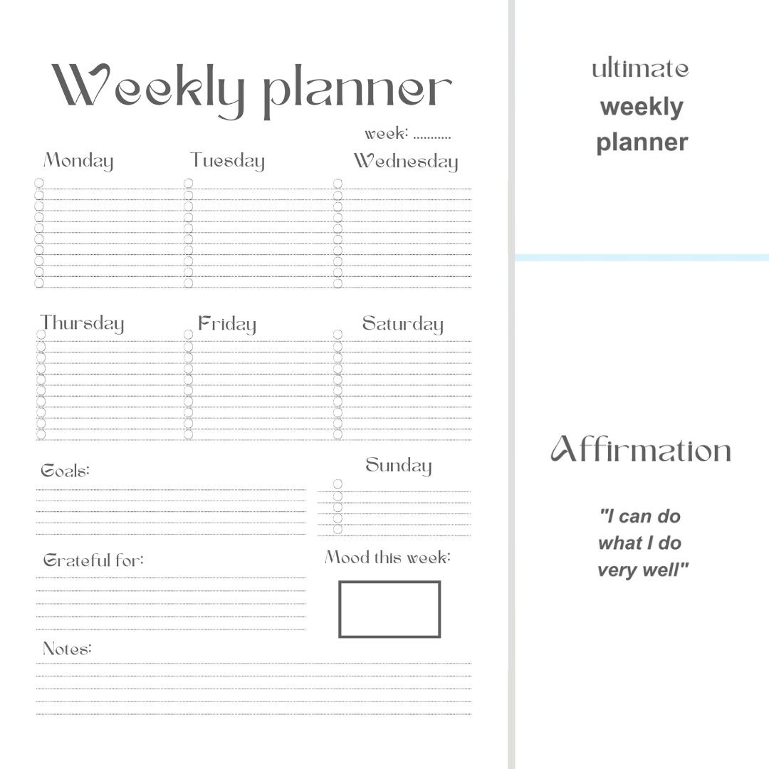 Ultimate Weekly Planner, Printable, More Free Time, More Rest, Journal ...