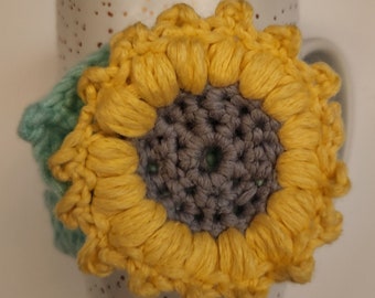 Crochet Sunflower With A Leaf Mug Cozy instant PDF Download for Cozy ...