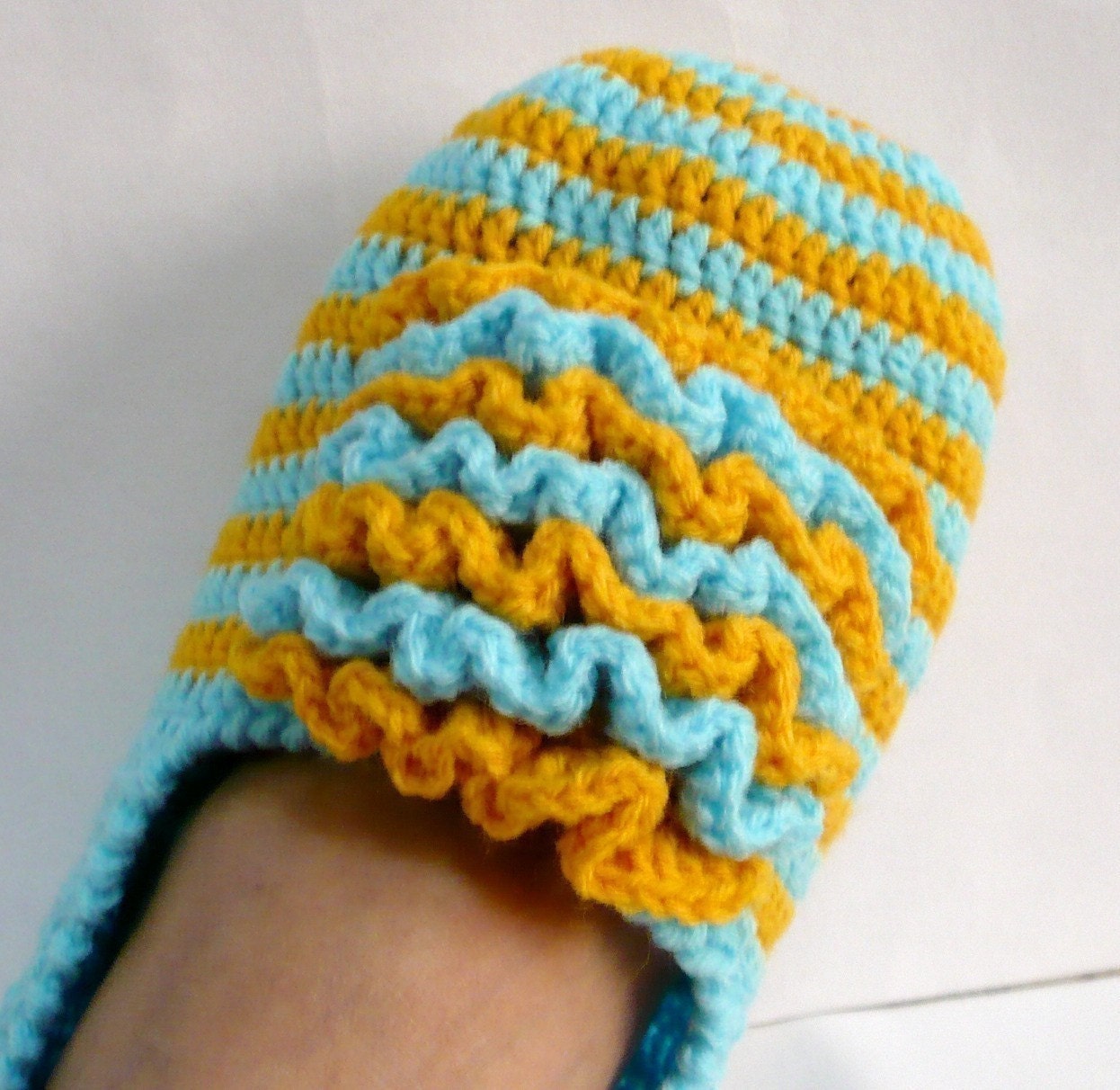 Slippers Crochet Pattern Adult Shoes Crochet Pattern Pdf Instant Download Frilly Front Blue With