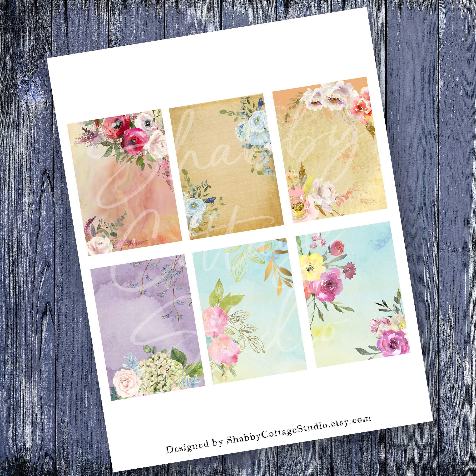 Floral Atc's Printable Collage Sheet Instant Digital - Etsy