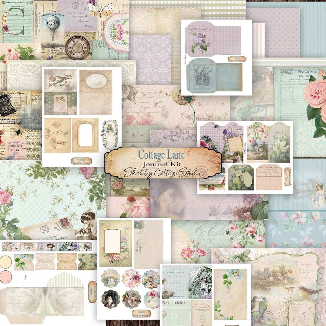 Cottage Lane Junk Journal Kit - Printable Cottagecore Journal - Digital ...