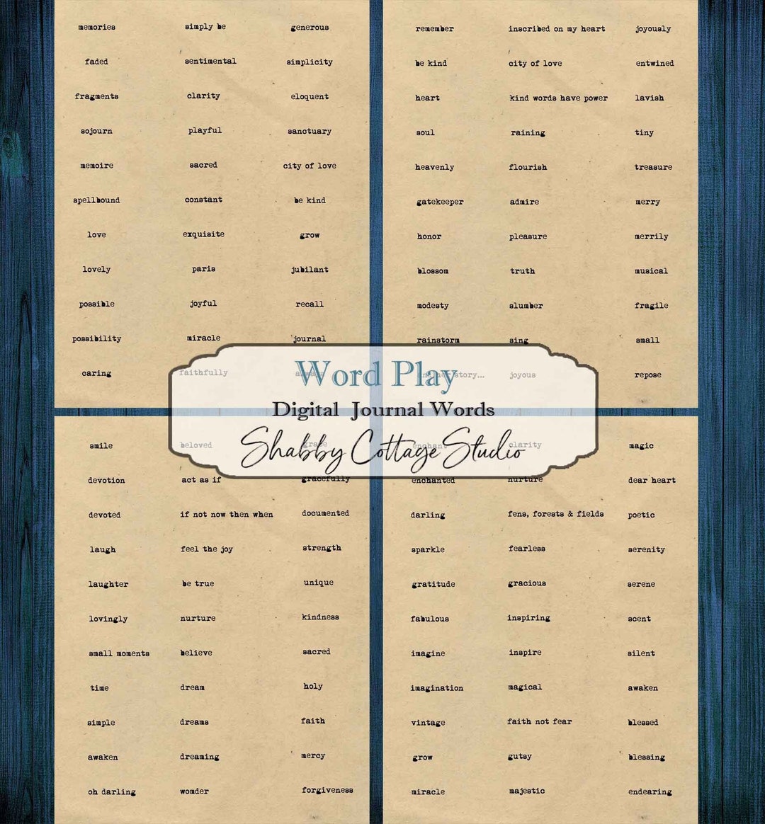Journal Words - Collage Sheet - Printable Inspirational Words - Mix and ...
