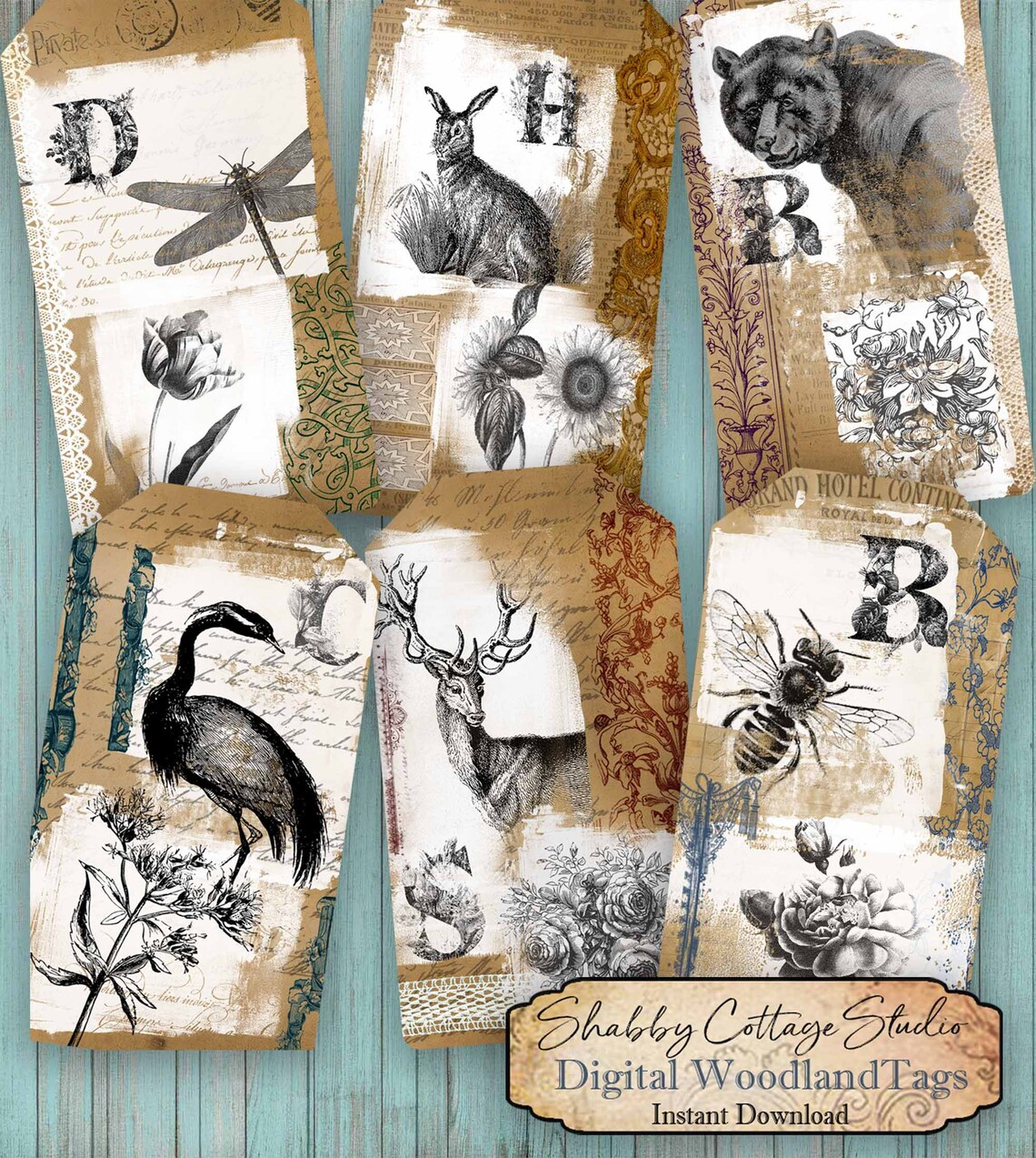 Digital Woodland Tags Instant Download Junk Journal - Etsy