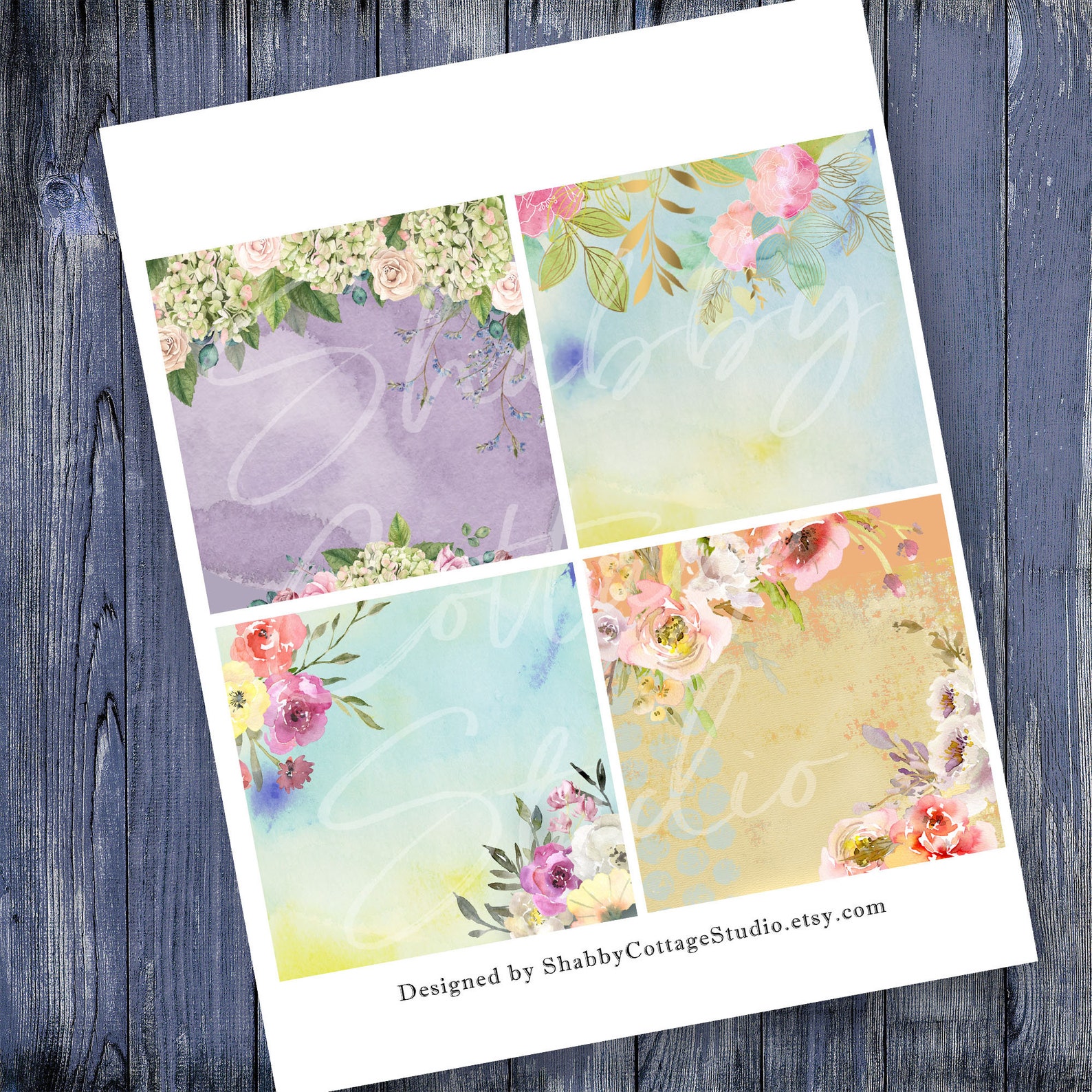 Floral Square Tags Instant Printable Download 4 X - Etsy