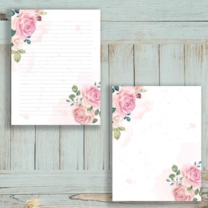 Pink Roses Digital Stationery Set 8.5 X 11 Printable Writing Paper With ...