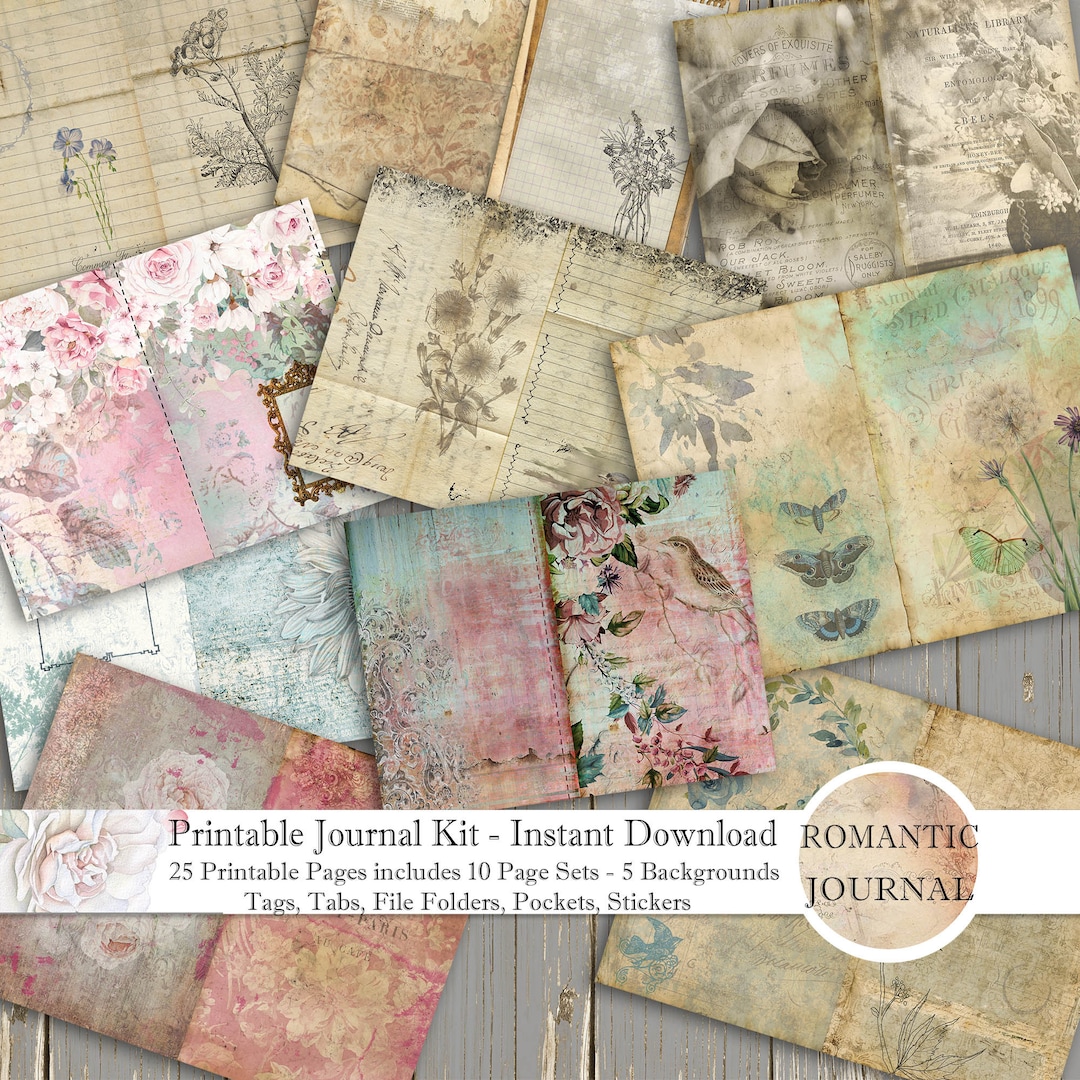 Printable Romantic Journal Kit - Instant Download Ready to Print ...