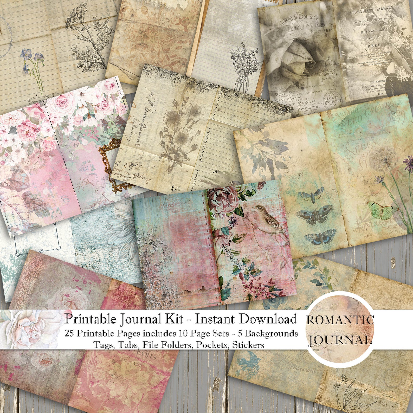 Printable Romantic Journal Kit - Instant Download Ready to Print ...