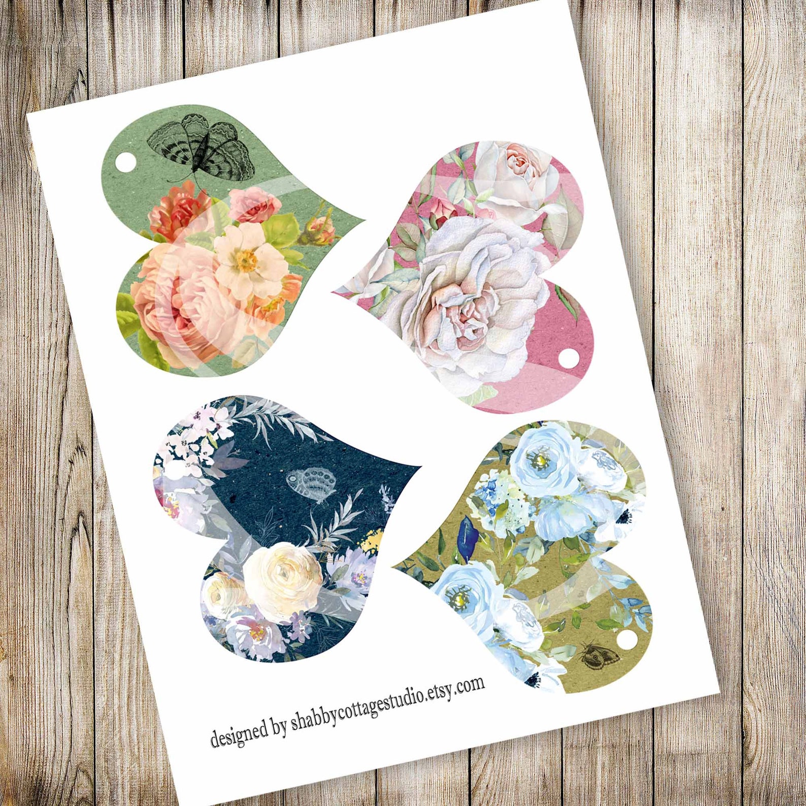 Instant Digital Download Large Printable Tags Heart and - Etsy