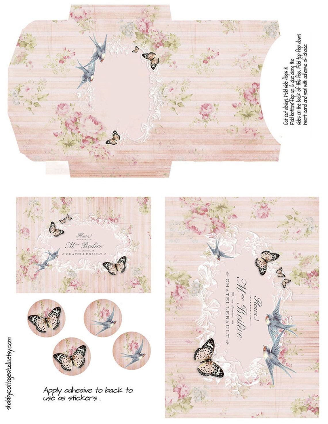 Butterflies and Birds Digital Download Printable Envelope - Etsy